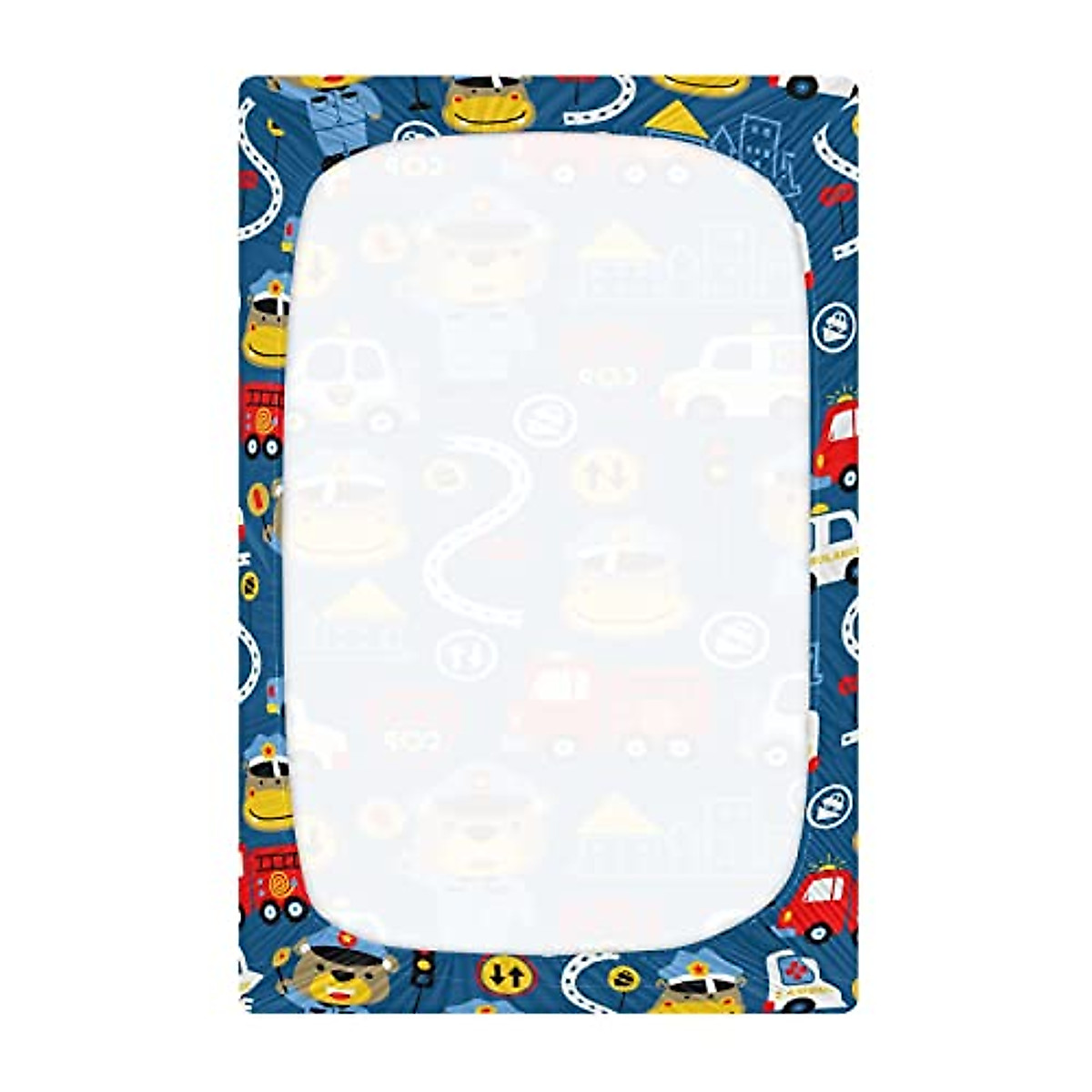 Cartoon Car Crib Sheets for Boys Girls Pack and Play Sheets Breathable Mini Crib Sheets Fitted Crib Sheet for Standard Crib and Toddler Mattresses Baby Crib Sheets for Girls Boys, 52x28IN