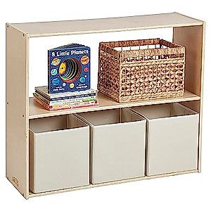 ECR4Kids Streamline 2-Shelf Double-Sided Storage Cabinet, 30in, Classroom Storage, Natural