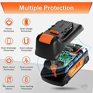 SUnMilY Upgraded 4Pack 6.0Ah Replacement for Dewalt 20V Max Battery Compatible with Dewalt 20V Battery DCB200 DCB201 DCB204 DCB206 DCD/DCF/DCG/DCS Series Cordless Power Tools