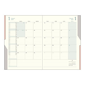 Midori 22262006 Double Schedule Notebook, 2024, B6, Monthly, Black (Starts October 2023) (black)
