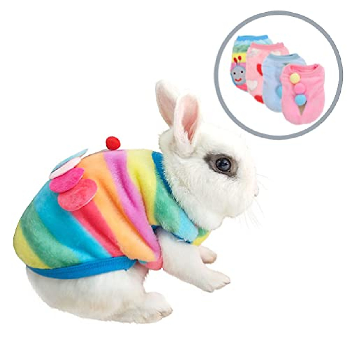 POPETPOP Warm Pet Shirts 4pcs Small Dog Winter Clothes Rabbit Warm Clothes Coral Fleece Animal Vest T-Shirt Warm Bunny Rabbit Apparel for Cat Puppy Kitten Ferret Chihuahua