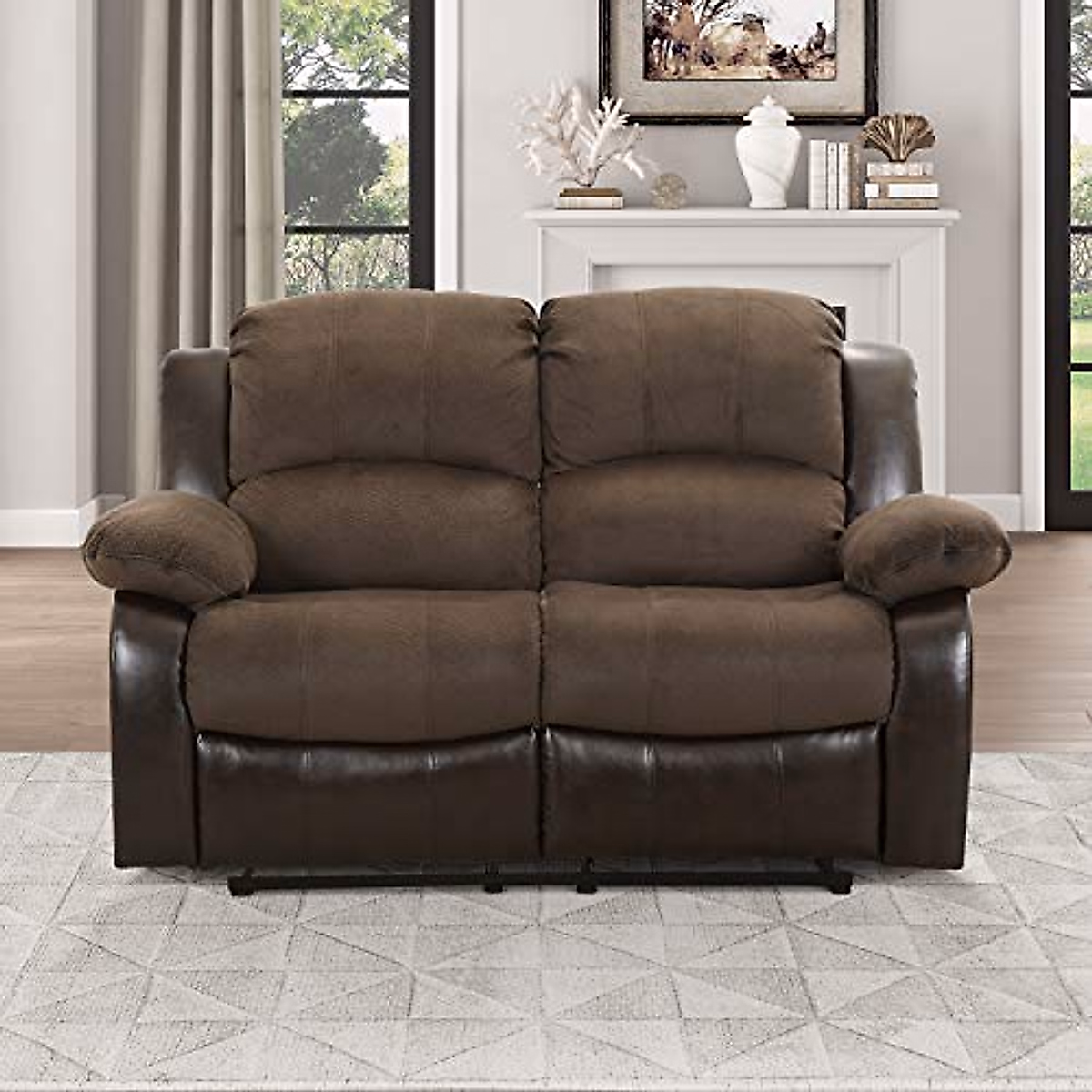 Lexicon Baluze Double Reclining Loveseat, Two-Tone Brown