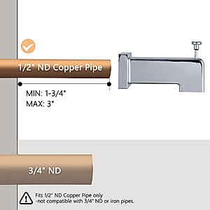 YASINU Slide-On Diverter Tub Spout - Sleek Square Design for Bathroom, Fits 1/2" Copper Pipe (5/8" OD), Child-Safe Rounded Edges, Easy Installation, Chrome
