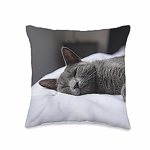 Cat Breeds Gifts Russian Blue Cat Throw Pillow, 16x16, Multicolor