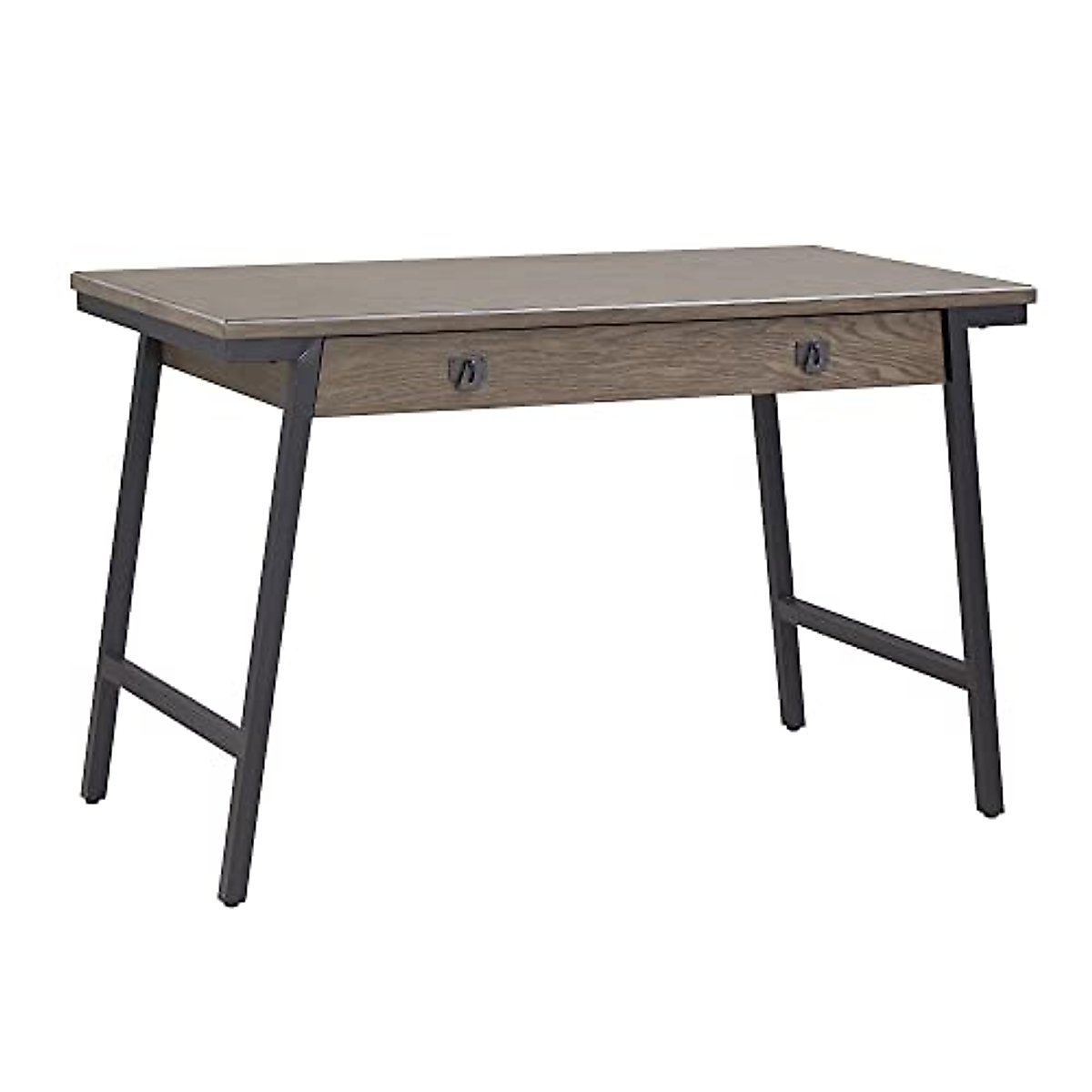 Leick Home 11400-GR Empiria Mixed Metal and Wood Computer Desk with Dropfront Keyboard, 1-drawer, Gray