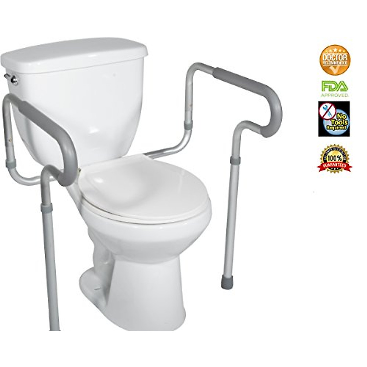 HEALTHLINE Toilet Safety Frame, Bathroom Safety Rail with Toilet Seat Assist Handrail Grab Bar, Medical Supply for Elderly, Adjustable Legs and Arm