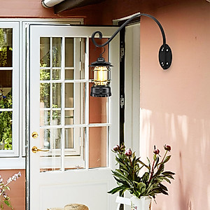 Hystun Plant Hangers Outdoor - 16 Inch Hanging Plant Hooks and Bird Feeder Hanger, Hand-Forged Plant Wall Hanger, Metal Black Plant Hooks for Hanging Baskets, Flower, Lantern, Wind Chime