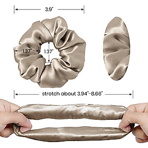 LILYSILK Silk Hair Scrunchies / Ties for Frizz & Breakage Prevention, 100% Mulberry, No Damage, Elastic ponytail Holders, 1Pc, Coffee
