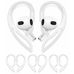 3 Pairs Ear Hooks Compatible with AirPods Pro 2nd 1st and 3 2 1, 360 Angle Rotation Adjustable Length Anti-Slip Sport Earhooks Wing Tips Holder Compatible with AirPods 3 2 1 and Pro 2 1 - Translucent