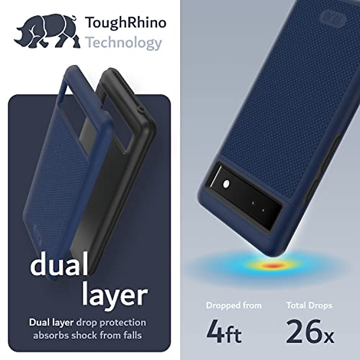 TUDIA DualShield Grip Designed for Google Pixel 6a Case (2022), [MergeGrip] Shockproof Military Grade Dual Layer Slim Raised Edge Protection for Pixel 6a - Indigo Blue