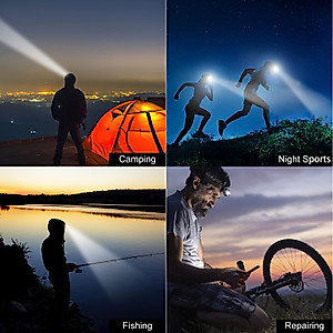 Juninp Headlamp Rechargeable, 2-Pack Head Lamp Outdoor LED Rechargeable, 1100 Lumen Super Bright White Red Light Flashlights, Waterproof, Motion Sensor, 8 Modes, Outdoor Fishing and Camping Headlight