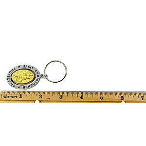St Christopher Metal Keychain Travel Saint Key Ring with Motorist Prayer Holy Card Set