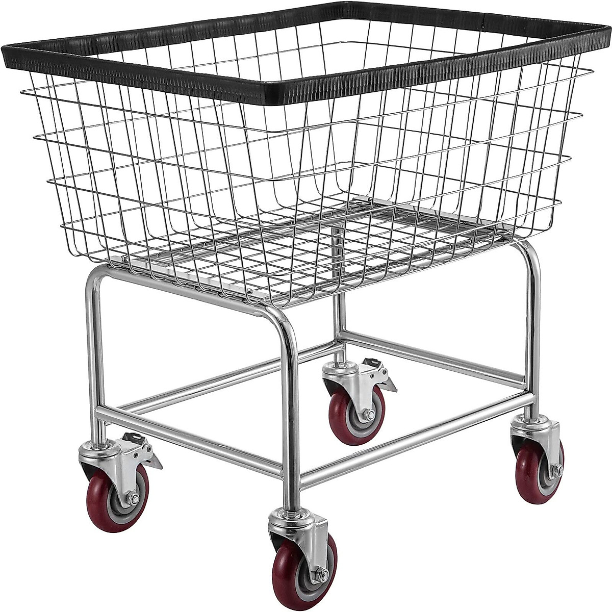 Wire Laundry Cart Wire Laundry Basket 2.2 Bushel Heavy Duty w/ 5'' Wheels