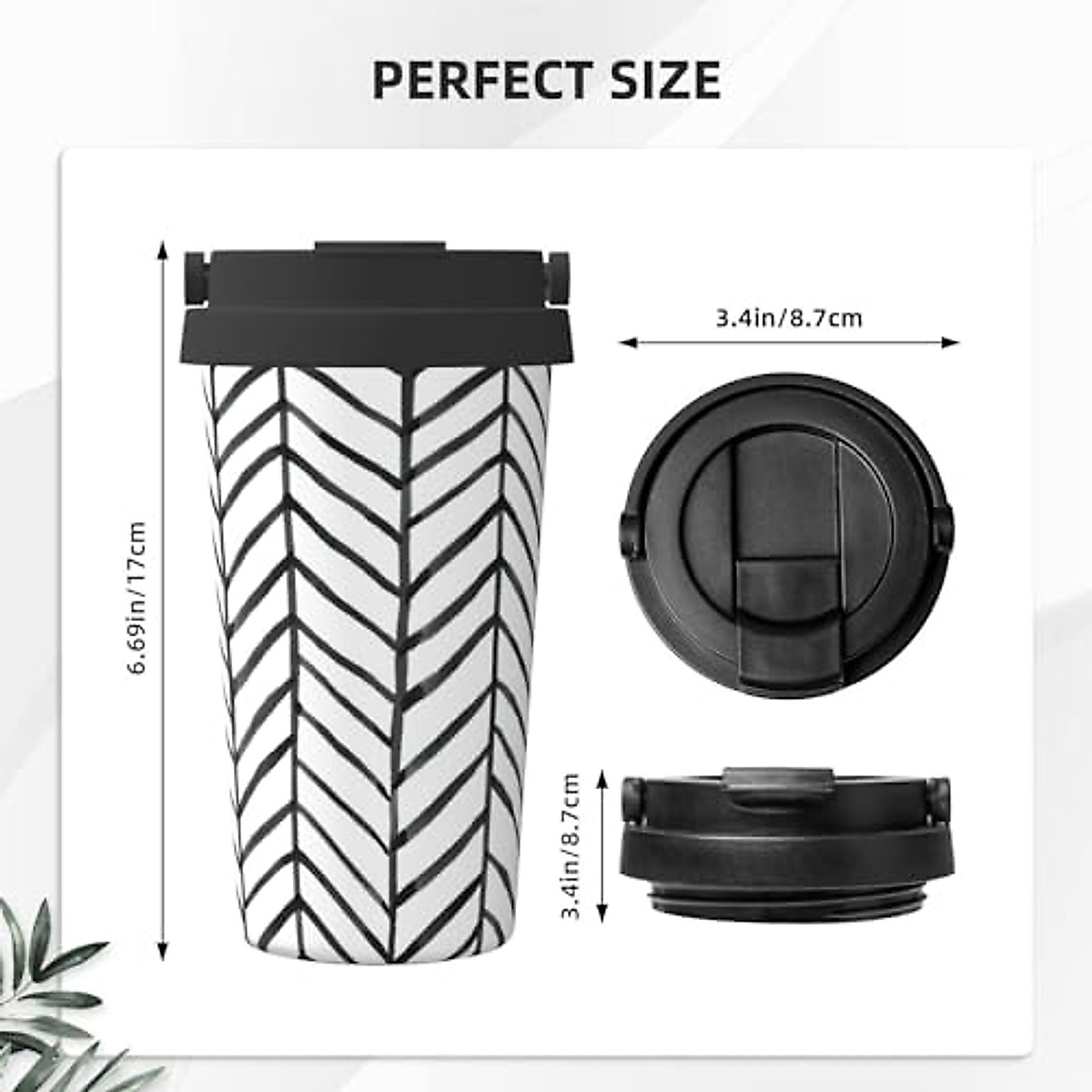WANGXUEE black and white boho Print 500ml Stainless Steel Travel Tumbler Double Wall Vacuum Insulated Coffee Mug