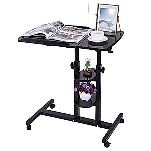 Small Desks for Home Office Small Spaces Bedside Sofa Computer Working Reading Writing Desk Folding Adjustable Mobile Standing Table (Black)