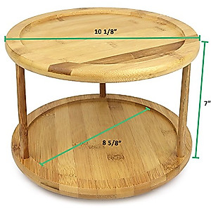 Greenco Bamboo Lazy Susan Turntable Spice Rack, 10 Inch 2- Tier Premium Bamboo, Rotating Organizer, Perfect for Kitchens Countertops, Pantry Storage, and Bathrooms