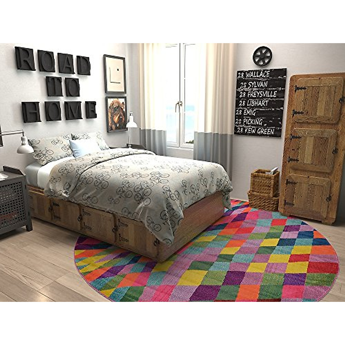 Unique Loom Estrella Collection Geometric, Abstract, Colorful, Modern, Eclectic Area Rug, 8 ft x 8 ft, Multi/Pink