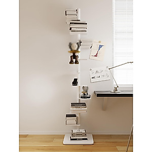 MXBCTMM Spine Bookshelf 9-Tier Metal Vertical Bookshelf DIY Spine Book Tower, 68.5 in high, 4 adjustable angles, suitable for small spaces, living rooms, offices, bedrooms