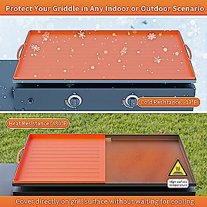 Flat Top Griddle Cover for Blackstone Griddle 28", Grill Silicone Protective Mat Food Grade, 28" Silicone Mat for Blackstone Griddle Top, Protect Griddle from Rodents, Insects, Debris and Rust