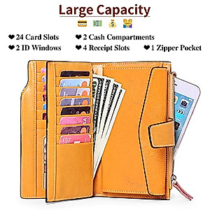 SENDEFN Women Leather Wallets RFID Blocking Clutch Card Holder Ladies Purse with Zipper Pocket