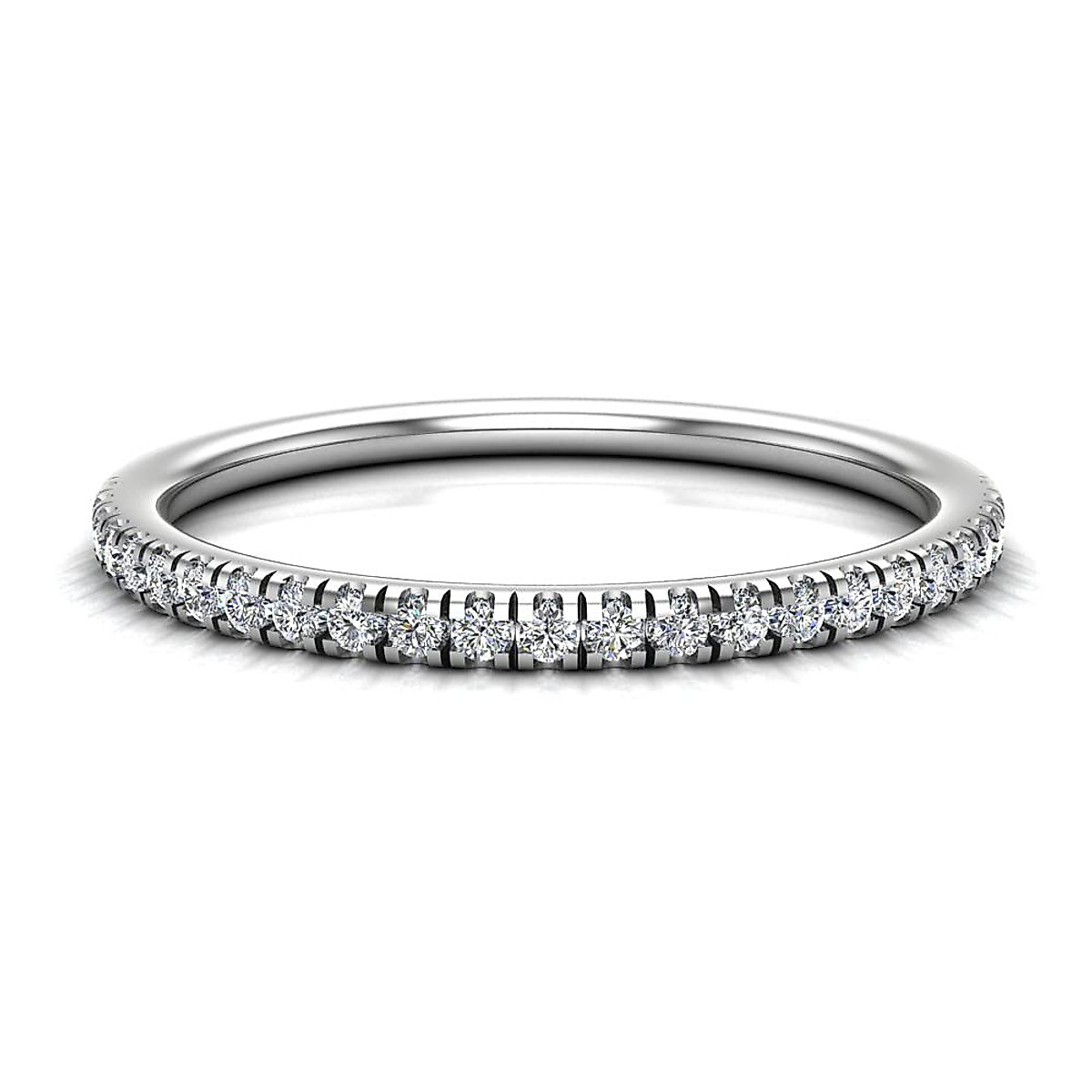 Glitz Design 10K White Gold Wedding bands Stacking diamond rings Box & Certificate of Authenticity 0.10 carat (L-M) Ring Size 7