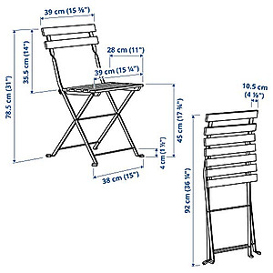 Ikea TÄRNÖ chair, outdoor foldable black/light brown stained Acacia