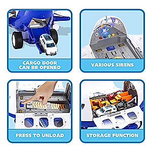 Transport Cargo Airplane Toy City Hero with Vehicles Including 1 Friction Powered Air Plane, 6 Die-Cast Cars, 12 Worker Action Figures, Various Traffic Road Signs