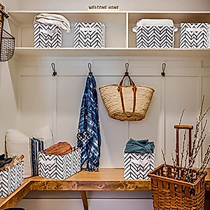 12 Pcs Foldable Storage Basket Bulk White Cube Fabric Bins Square Mini Box Receive Organizer Rectangle Canvas with Handles for Home Nursery Office Kids Toys Books Small 11 x 8 x 6 Inch