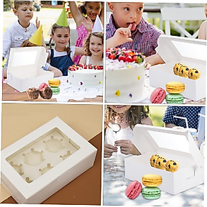 Abaodam 10 Pack Muffin Bakery Cake Boxes Paper Containers for Desserts 6-Grid Storage Boxes White Window Design Food Grade Party Banquet Friendly
