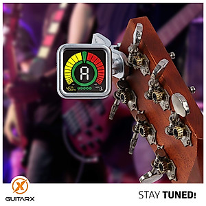 GUITARX X5 - Clip On Tuner for All Instruments - Guitar, Violin, Chromatic, Ukulele, and Bass Tuner Modes - #1 Among Guitar Tuners - Most Advanced High-Sensitivity Sensor in The Market