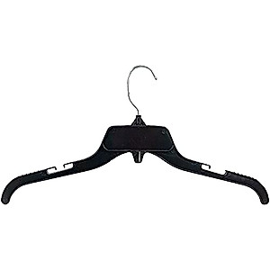 Hangon Recycled Plastic with Notches Shirt Hangers, 17 Inch, Black, 200 Pack (HORB-200)