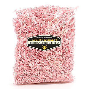 Mighty Gadget 1 LB Light Pink Crinkle Cut Paper Shred Filler for Gift Wrapping & Basket Filling