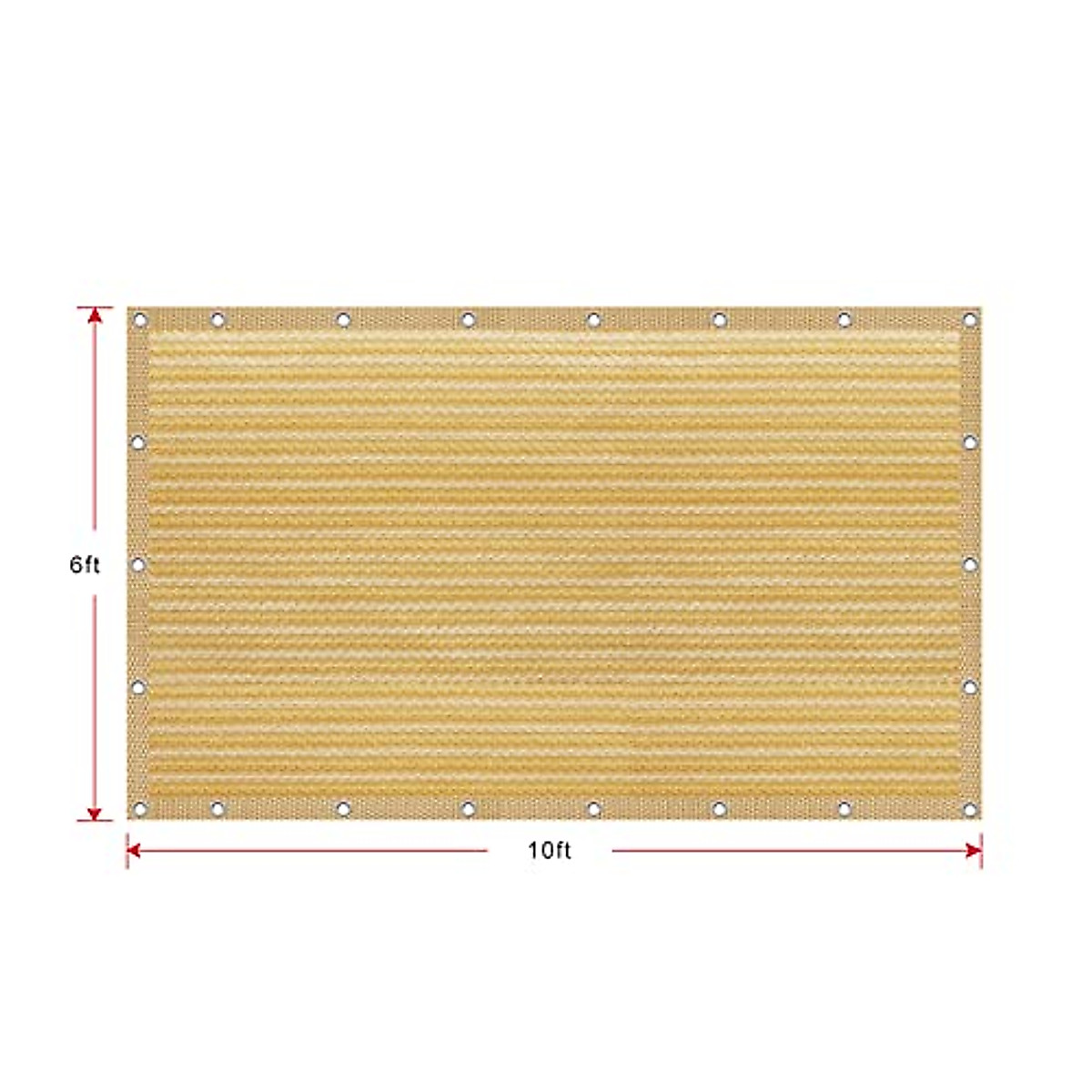 Shatex 90% Shade Fabric 6' x 10' Sun Shade Cloth with Grommets for Pergola Cover Canopy, Wheat, 12 Bungee Balls