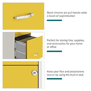 Space Solutions 18" 2 Drawer Mobile Metal Vertical File Cabinet White/Goldfinch