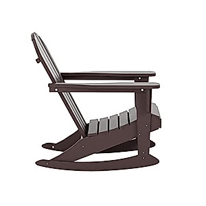 WestinTrends Malibu Outdoor Rocking Chair Set of 2, All Weather Resistant Poly Lumber Classic Porch Rocker Chair, 350 lbs Support Patio Lawn Plastic Adirondack Chair, Dark Brown
