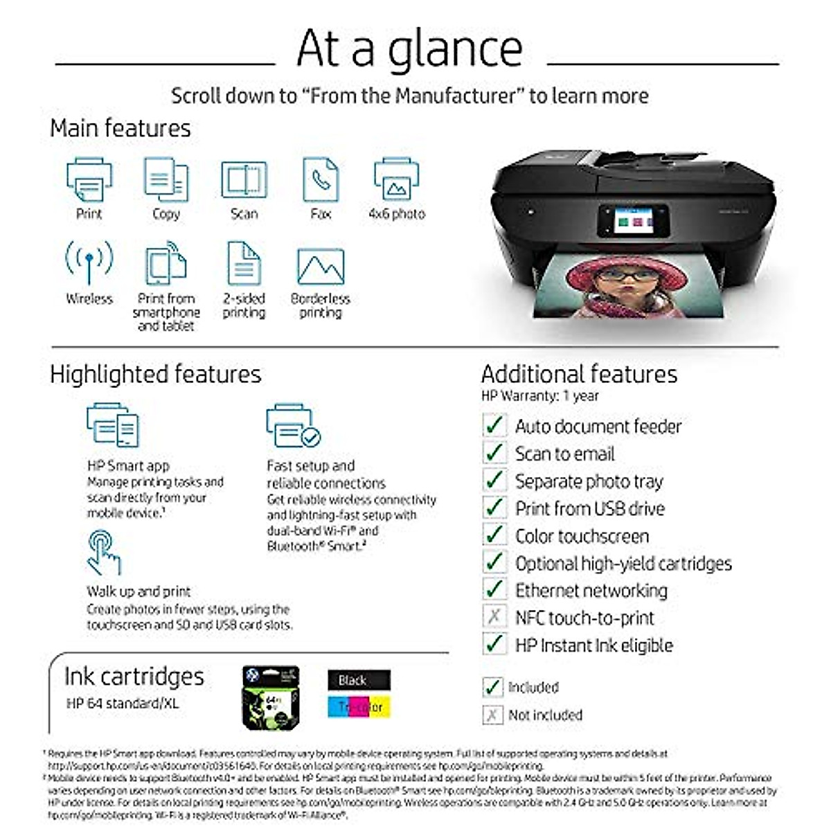HP ENVY Photo 7855 All In One Photo Printer with Wireless Printing, Instant Ink Ready (K7R96A) (Renewed)