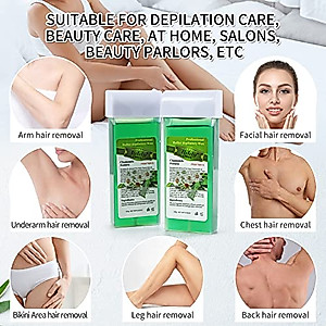 Roll On Wax, Waxing Kit for Women, Roller Waxing Kit for Sensitive Skin, Chamomile Wax Roller Kit for Larger Areas of the Body, at Home Waxing Kit for Women and Men, Hair Removal Wax with Wax Cartridge