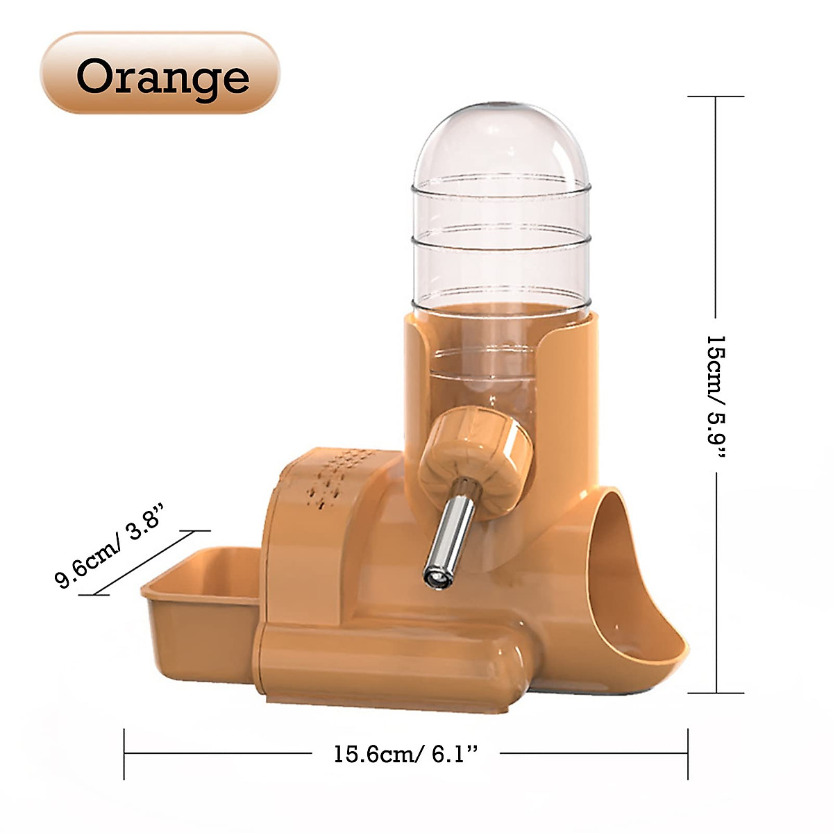 SEIS 3 in 1 Hamster Drinking Fountain Food Bowl and Hideout Small Pet Automatic Water Bottle Young Guinea Pig Water Dispenser for Gerbils Mice Juvenile Rat Chinchilla Ferret Hedgehog (Orange)