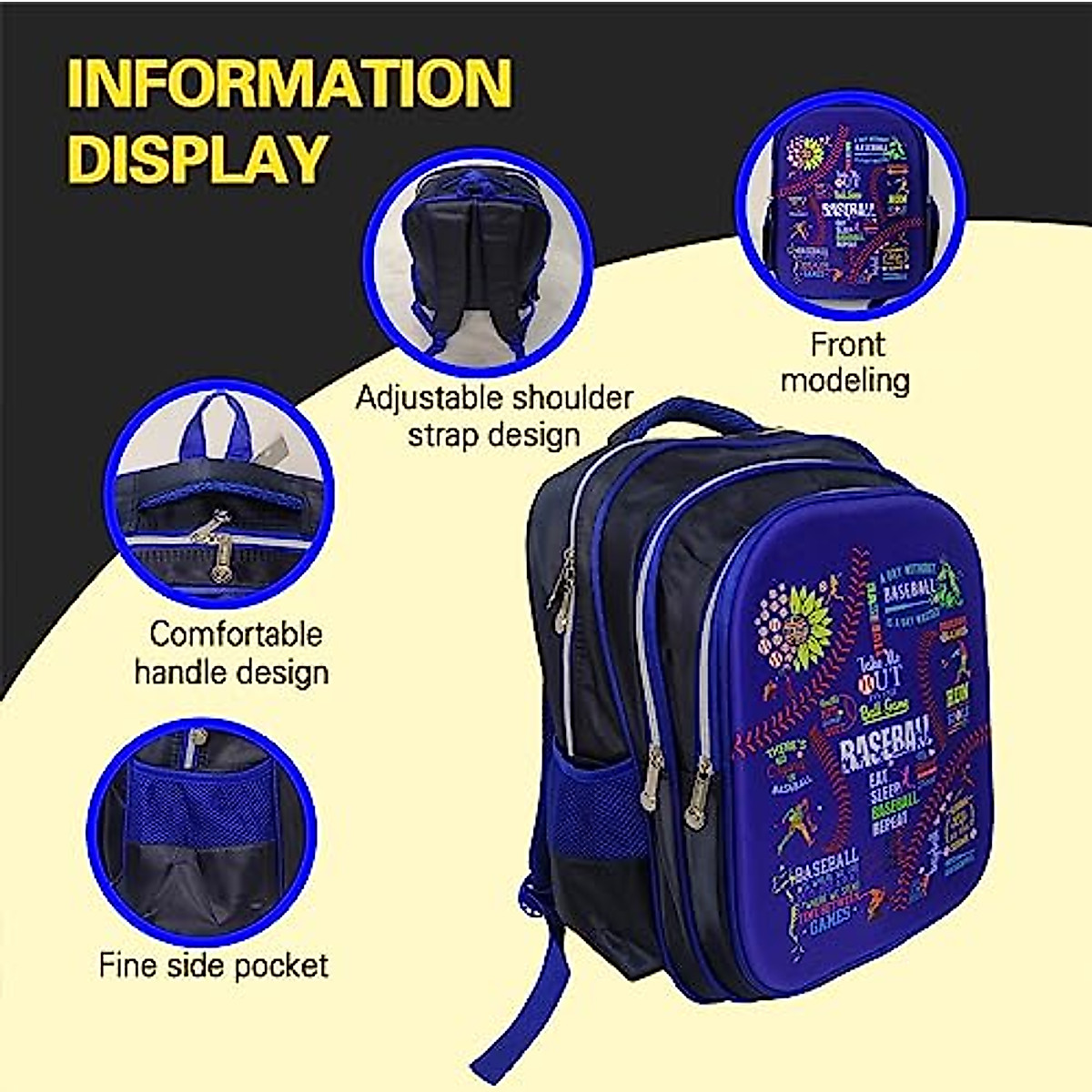 JDEIFKF Baseball Backpack Laptop Backpack For Men Women, Baseball Backpacks Shoulder Bag For Travel Hiking Camping Daypack