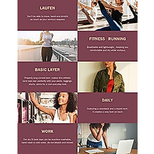 TELALEO 5 Pack Workout Tank Tops for Women, Athletic Racerback Sports Tank Tops, Compression Sleeveless Dry Fit Shirts Black/Grey/White/Light Grey/Purple M/02