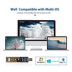 JESOT NVMe to USB Adapter, M.2 SSD Portable Converter, PCIe Based M Key Hard Drive Reader, 10 Gbps USB 3.1 Gen 2 Bridge Chip, Hot Swap, Windows, MAC OS