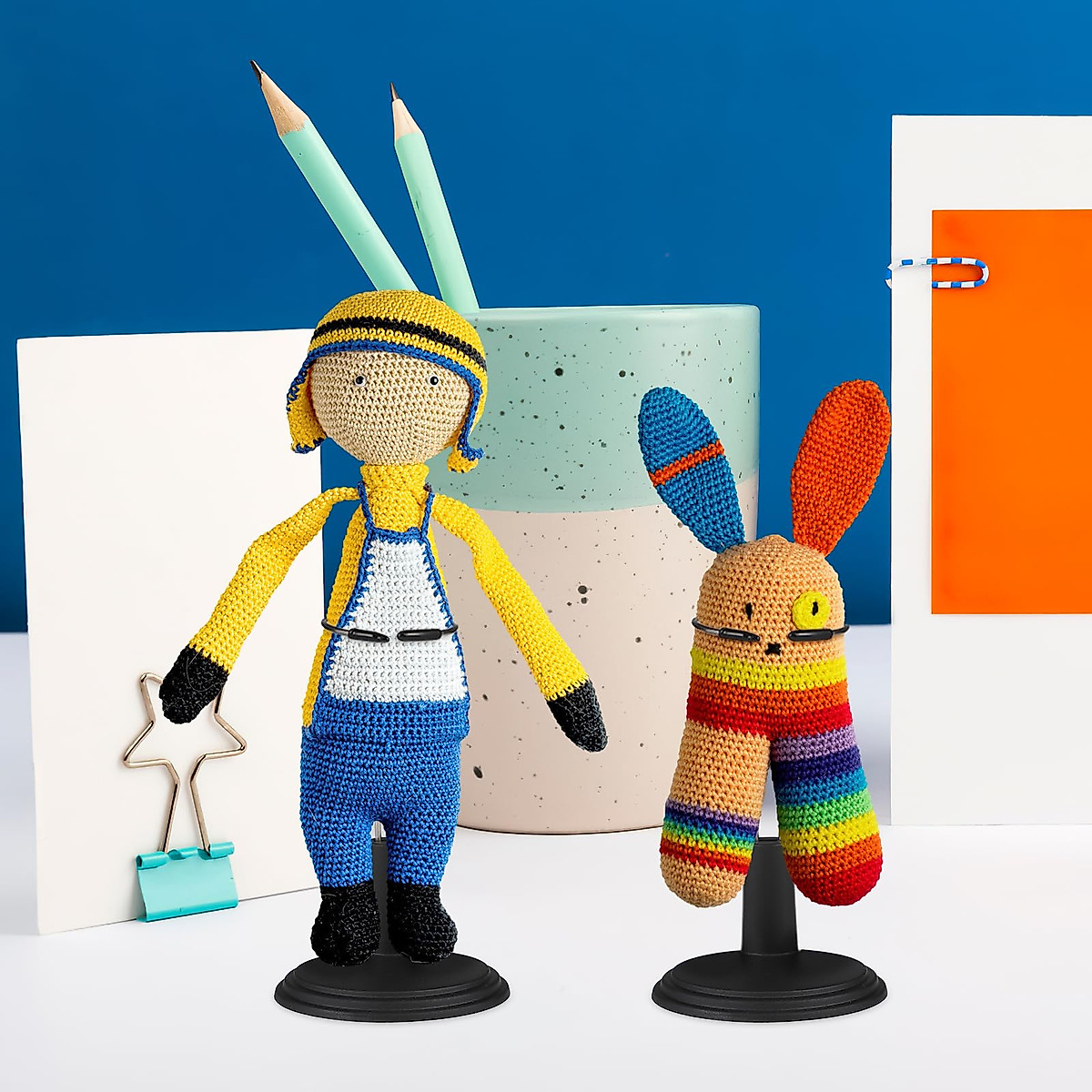 TOYANDONA 4pcs Doll Stand Action Figure Stand Portable Teddy Bear Stand for Mini Dolls