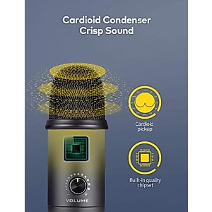 USB Microphone for Computer, Cardioid PC-Microphone, Professional 78 dB Full Metal Microphone, Compatible with Computers, Laptop, Mac, Good Use for Audio Recording, Skype, Gaming, Voice Chat
