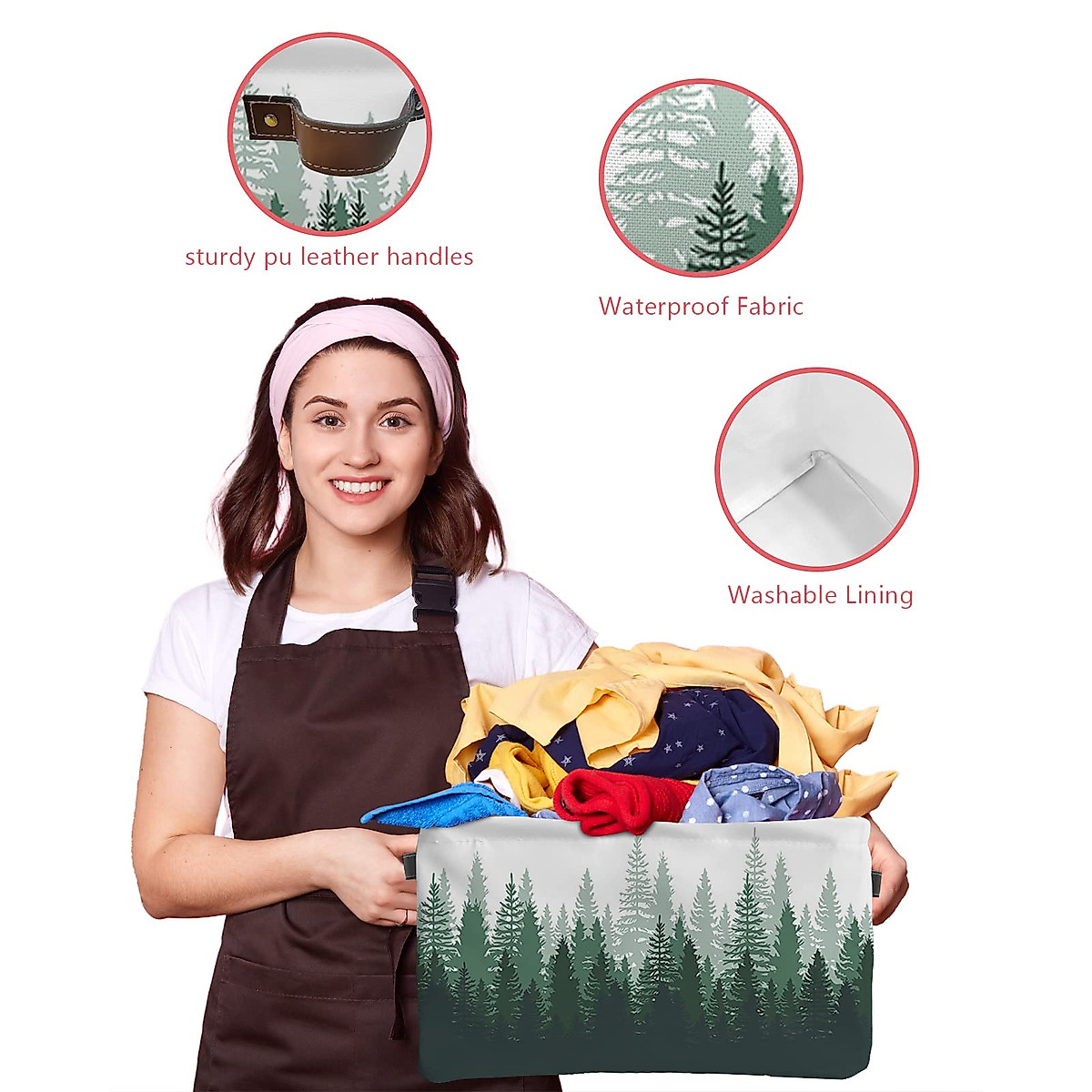 Large Storage Baskets Bins 2 Pack Green Ombre Collapsible Storage Box Laundry Organizer for Closet Shelf Nursery Kids Bedroom Primeval Forest Modern Abstract Art Aesthetics