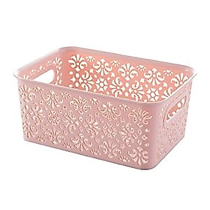 Cabilock Box Storage Basket Pantry Clothes Organizer for Closet Small Storage Bins Underwear Storage Organizer Hollow Storage Drawers for Clothes Stackable Basket Pink Clothing Container