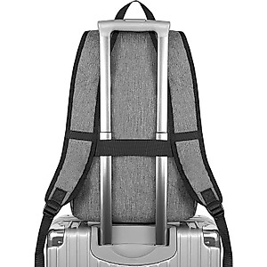 Mancro Laptop Backpack for Travel, 15.6 in Anti-Theft Business College School Bookbag for Men Women with USB Charging Port & Lock, Gifts for Teenage, Water Resistant Travel Computer Bag Daypack, Grey