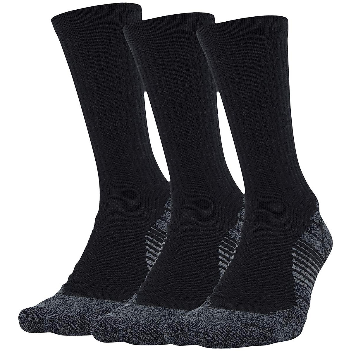 Under Armour Adult Elevated Performance Crew Socks, 3-Pairs, Black, Large
