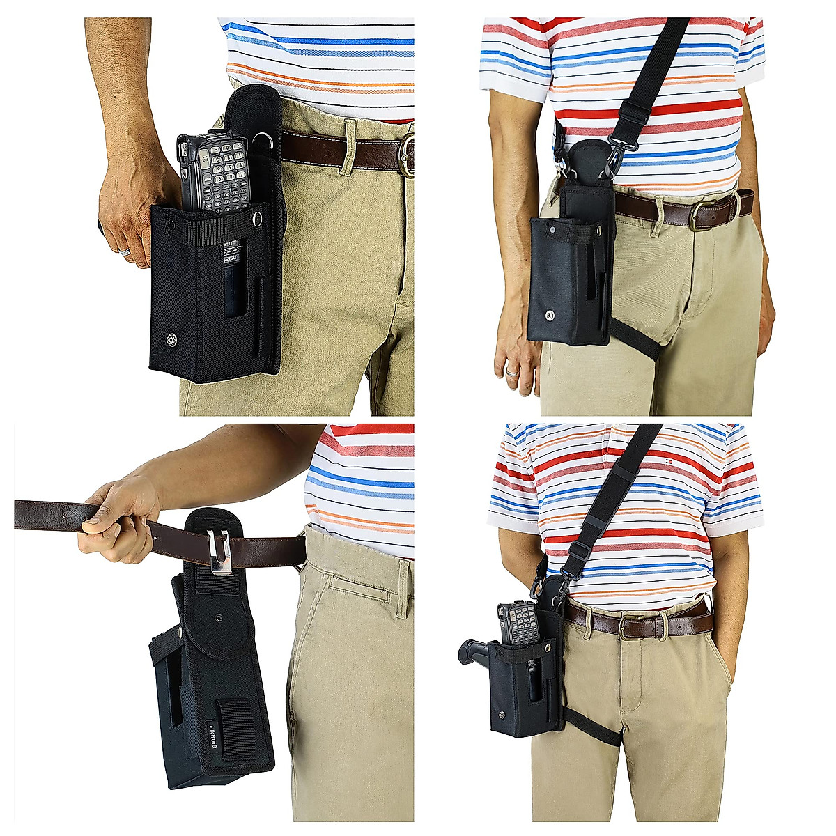 e-Holster Barcode Scanner Holster (Large), Ballistic Nylon Carrying Case Pouch for Pistol-Grip Mobile Computers, with Belt Clip, Belt Loop, Shoulder Strap, for Zebra MC9300, MC9200, MC9500