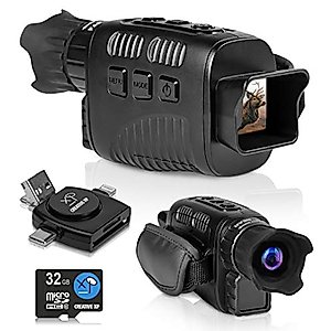 CREATIVE XP Night Vision Monocular for Hunting & Surveillance w/Card Reader - Infrared Monoculars - Black