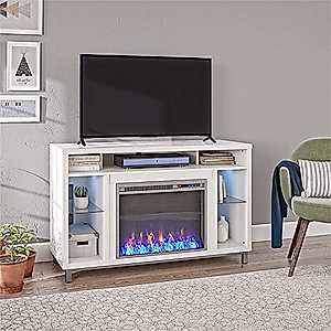 Beaumont Lane Electric Fireplace Heater TV Stand Console up to 48" in White